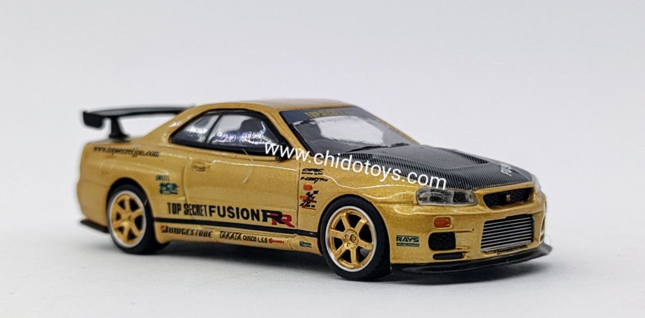 Skyline GT-R R34 TOP SECRET Gold – Mini GT 1:64 (Edición Asiática ...