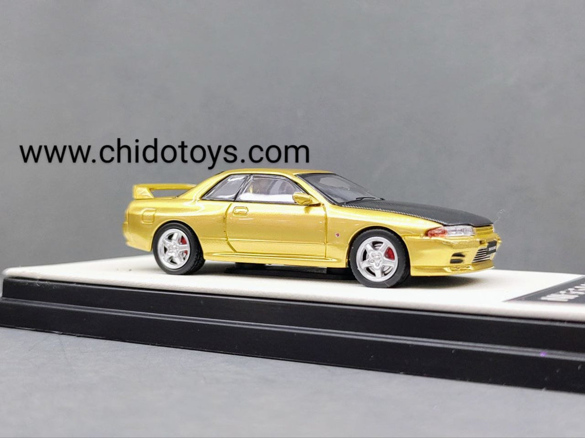 Auto a escala marca Time Micro Modelo Nissan GTR R32 Gold – Chido Toys
